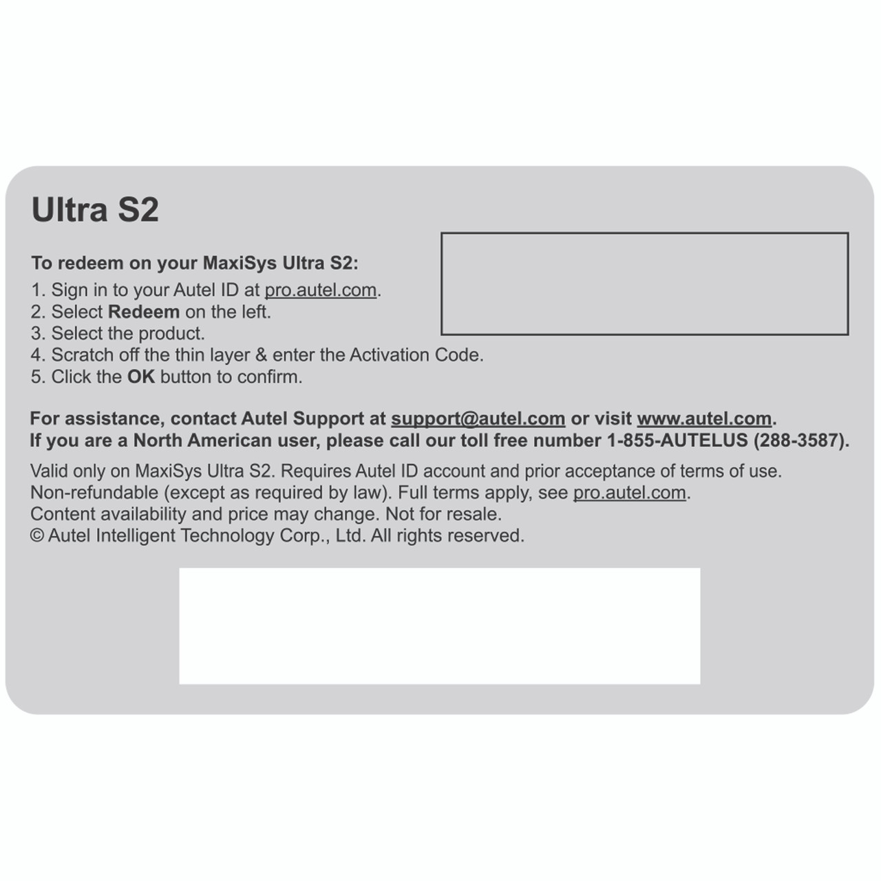 Autel Total Care Program (TCP) Card for ULTRAS2