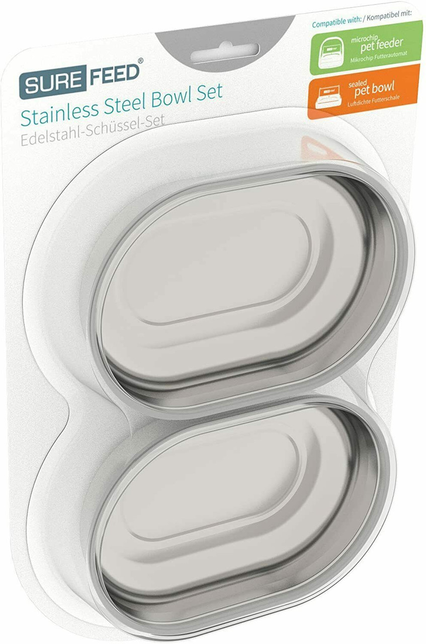 SureFlap SureFeed Stainless Steel Bowl Set for Microchip Pet Feeder ...