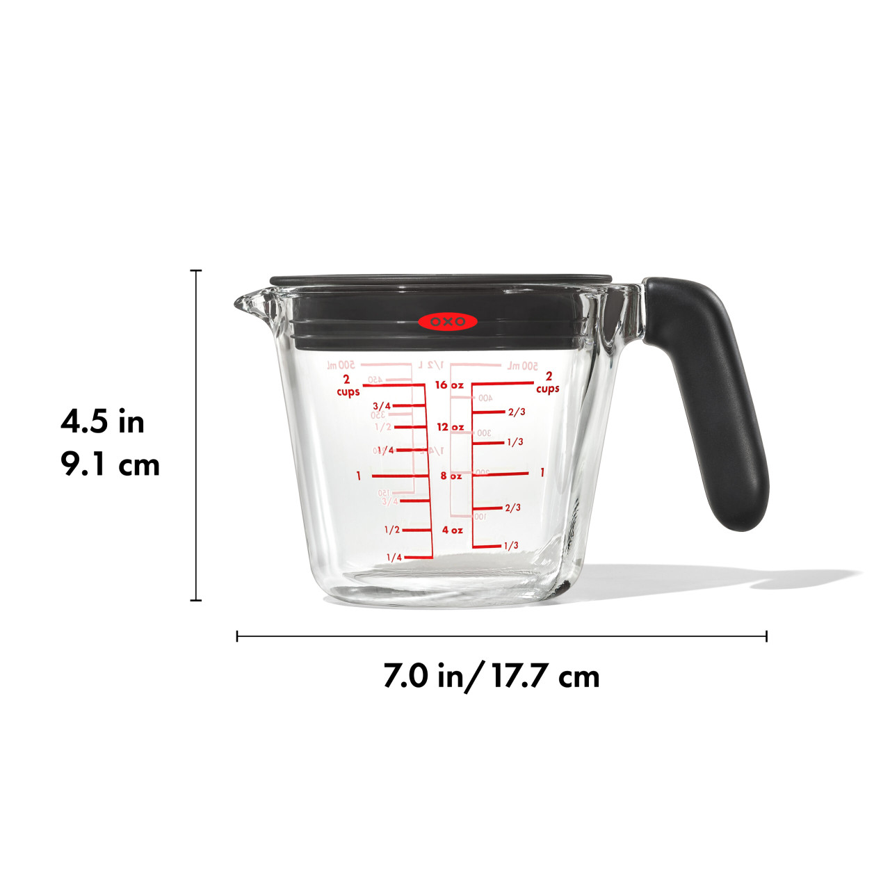 OXO Good Grips 2 Cup Glass Measuring Jug With Lid - Bakewell Cookshop
