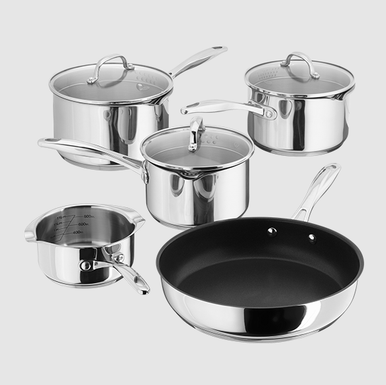 Stellar Profile Stainless Steel 5 Piece Pan Set with Glass Draining ...
