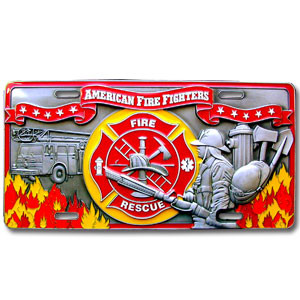 Fire Department Diamond Plate License Plate