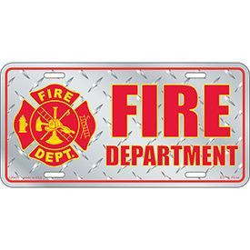 Fire Department Diamond Plate License Plate