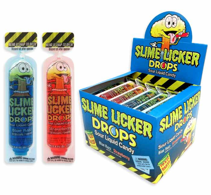 Toxic Waste Slime Licker Drops Blue Razz and Strawberry Liquid Candy 0. ...