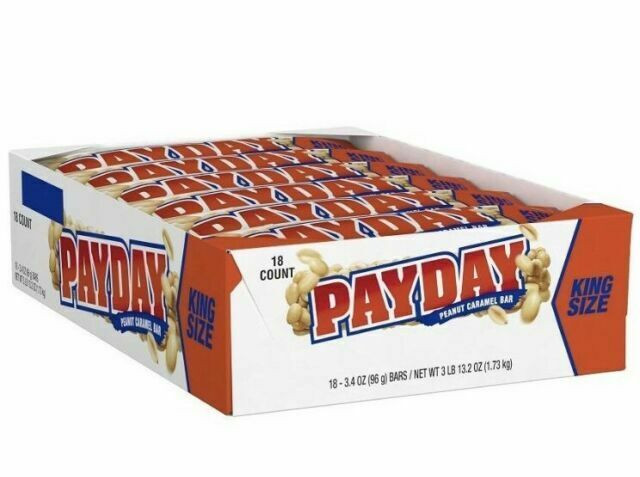 Payday Candy Bar King Size 3.4 Ounce 18 Count - Mad Al Candy