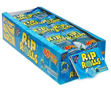Rip Rolls Blue Raspberry 1.5 Ounce 24 Count - Mad Al Candy