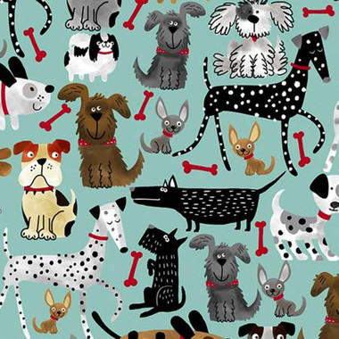 Mutts Aqua Sea Double Sided Cloud Cuddle - Shannon Fabrics Cuddle Minky ...