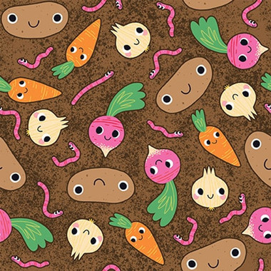Let it Grow Brown Root Vegetables - Studio E Cotton - Funky Monkey ...