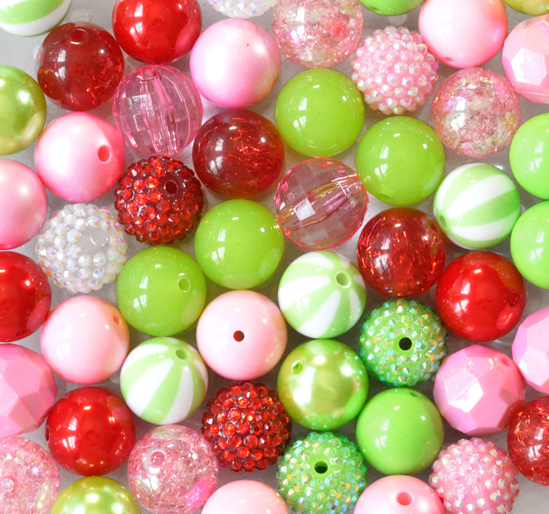 Christmas Cindy bubblegum bead bulk mix