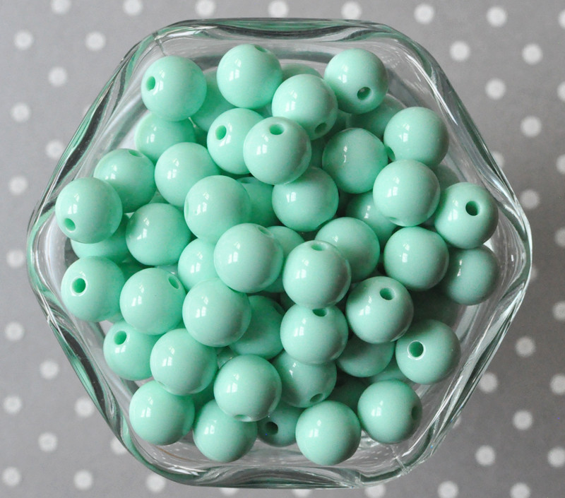 42mm Mint resin flower beads