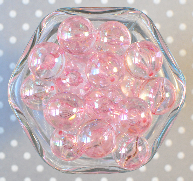 20mm Bubble bead Pink glitter AB