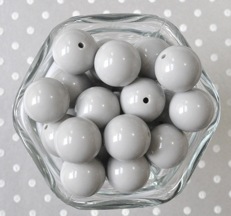 20mm Grey solid bubblegum beads for DIY chunky style necklaces