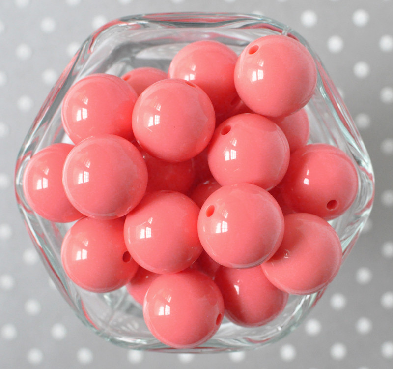 20mm Coral orange solid bubblegum beads