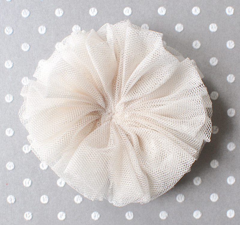 4" Black - Tulle ballerina fabric flower