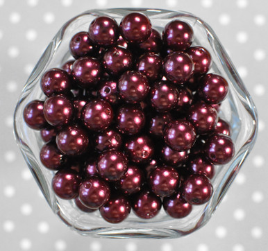 12mm Beet red pearl bubblegum beads