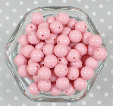 12mm Chalk pink solid bubblegum beads