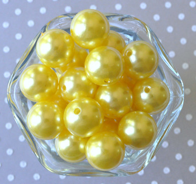 20mm Lemon yellow acrylic pearl bubblegum beads