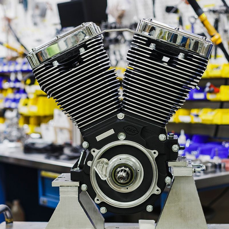 Chrome and Winkle Black V124 Long Block Engine w/o Induction/Ignition ...