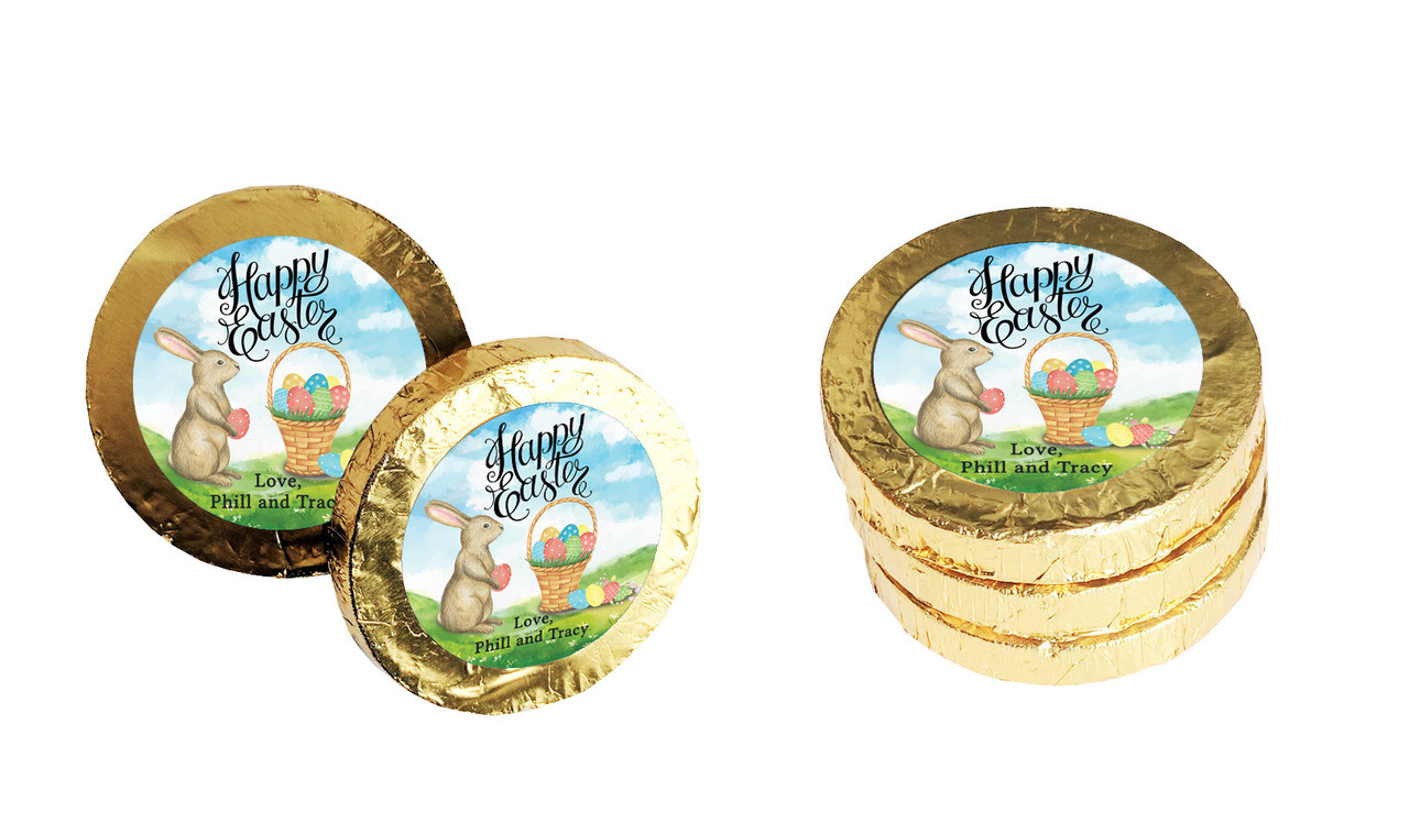 Bunny And Basket Custom Easter Chocolate Coins