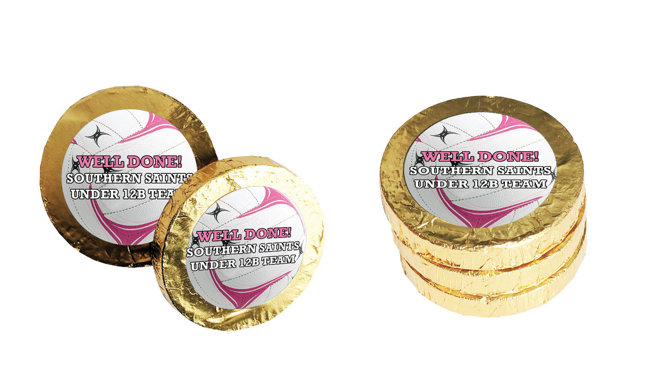 Netball Ball Personalised Chocolate Coin