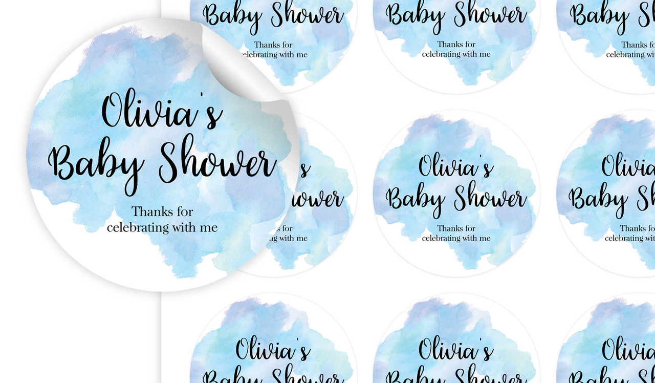 A Splash Of Watercolour Blue Baby Shower Personalised Giant Freckle