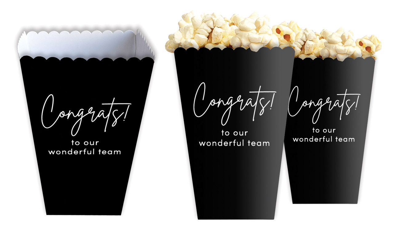 Signature Black Congratulations Personalised Popcorn Boxes