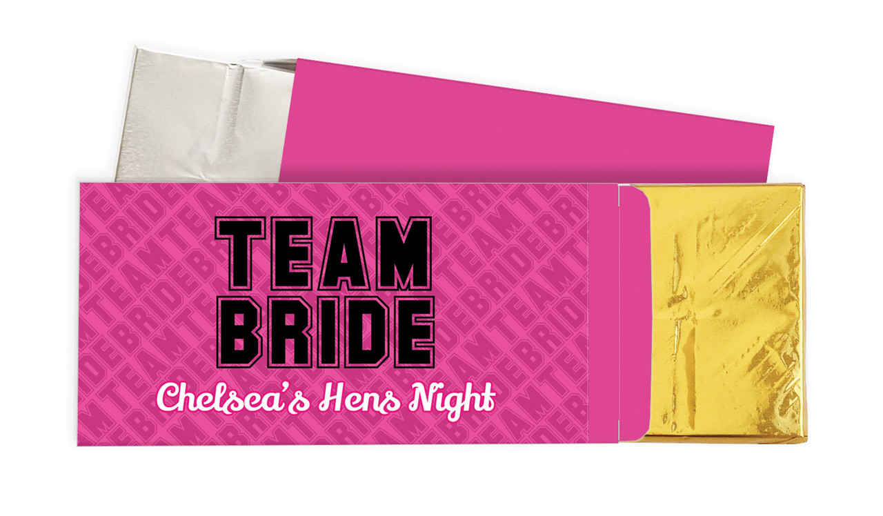 Team Bride Hens Night Personalised Chocolate Bar In A Box