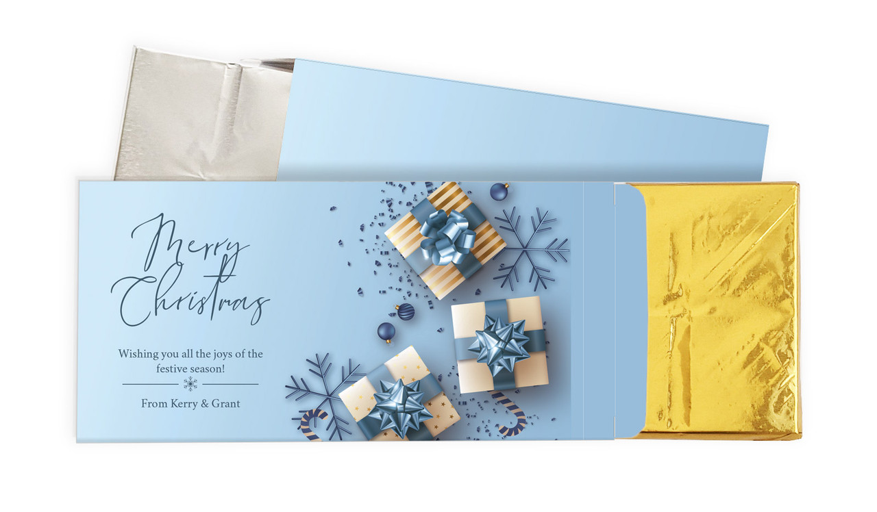 Baby Blue Christmas Personalised Chocolate Bar In A Box