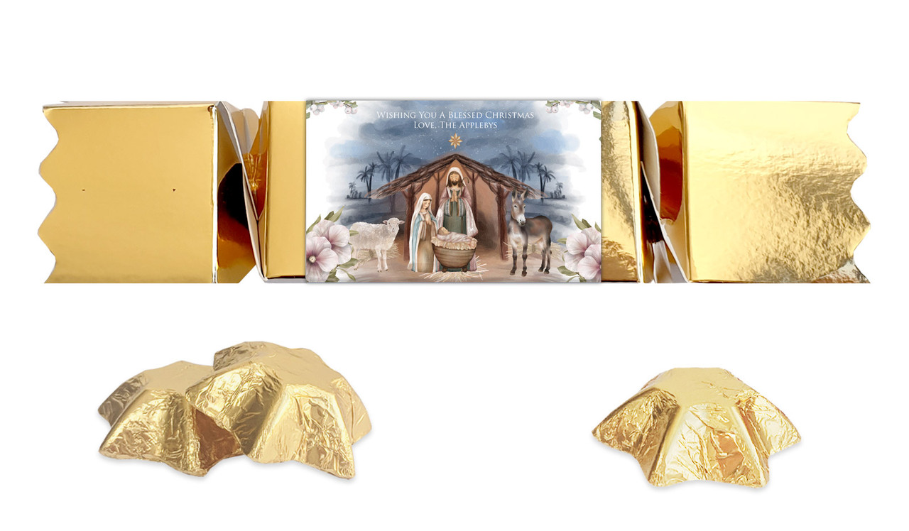Nativity Scene Christmas Personalised Bon Bon