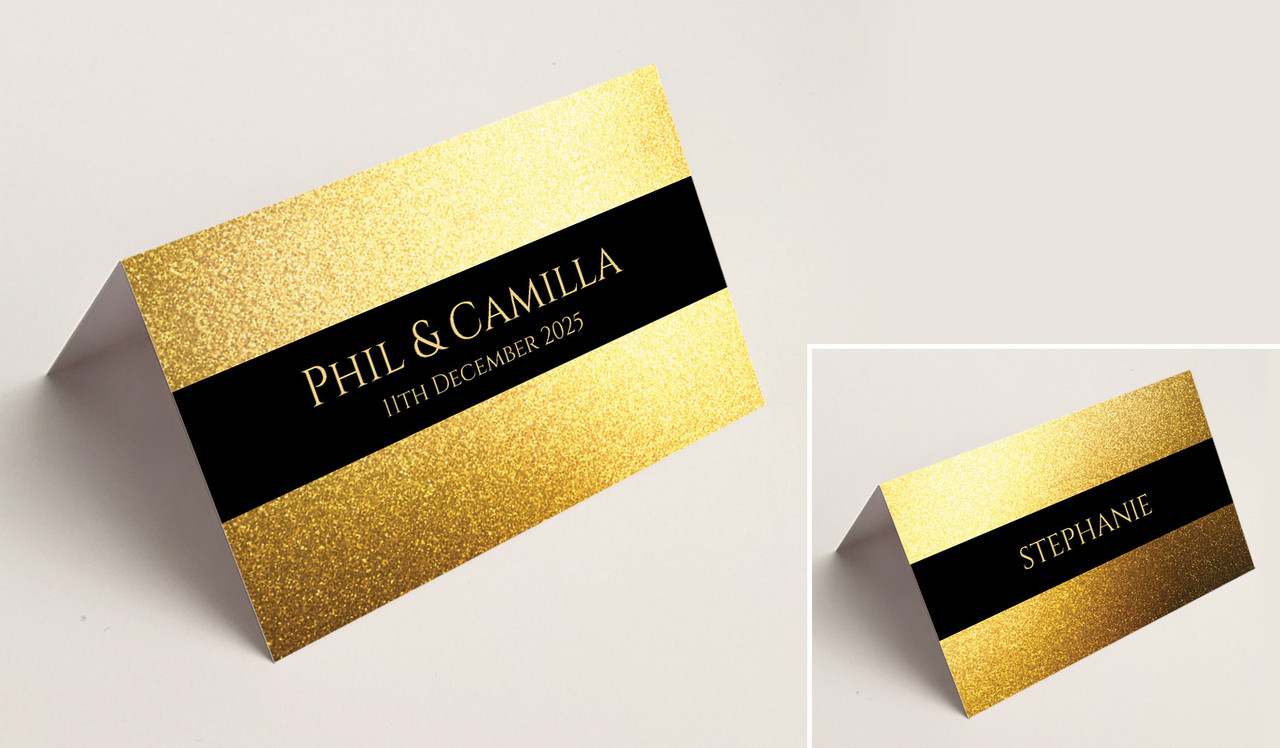 Solid Gold Wedding Place Cards With Guest Names