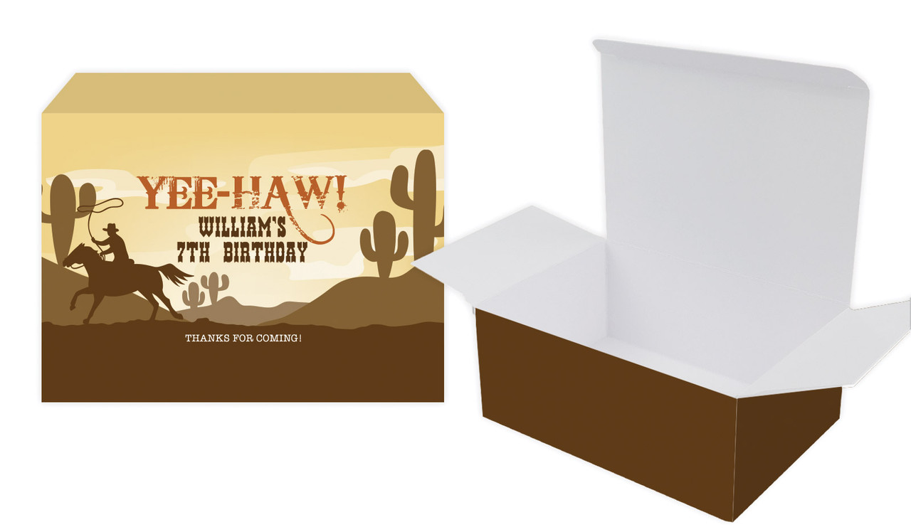 Cowboy Kids Party Personalised Tuck Gift Box