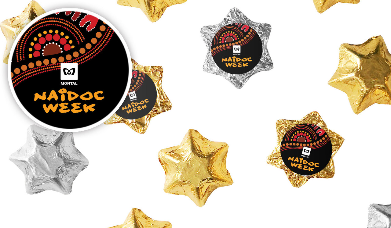 Earth Colours National NAIDOC Week Personalised Foil Chocolate Stars
