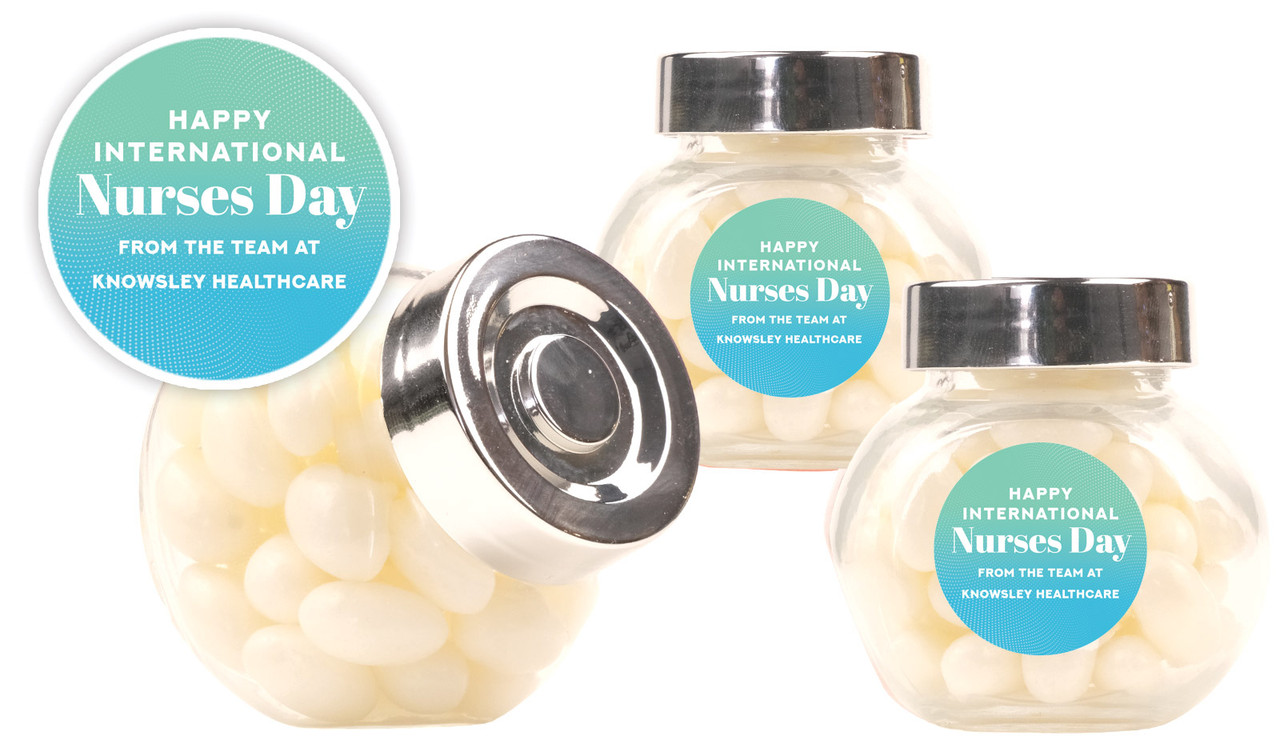 Aqua Blue International Nurses Day Personalised Mini Candy Jar