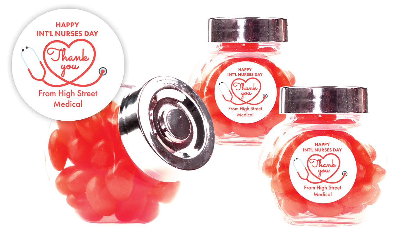 Red Stethoscope International Nurses Day Personalised Mini Candy Jar