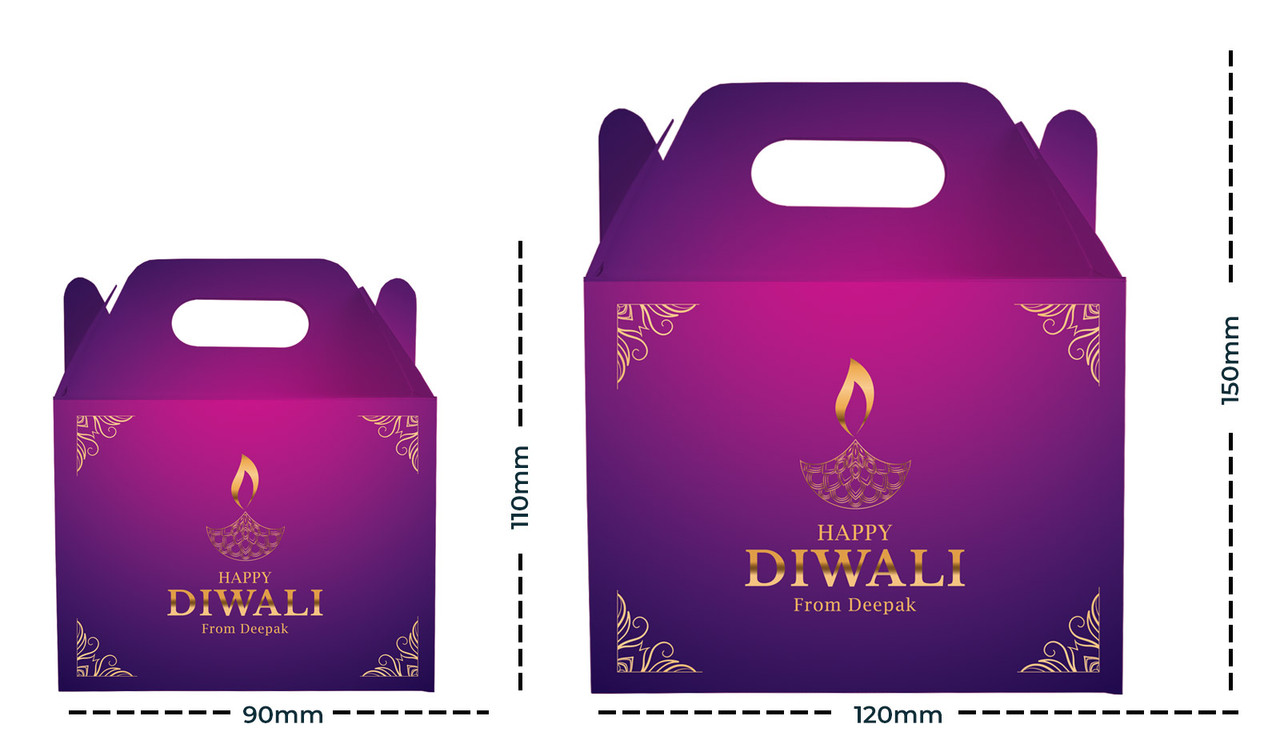 Purple Diwali Personalised Gable Favour Box