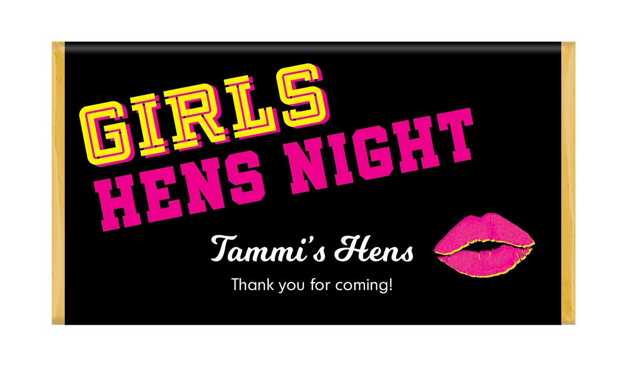 Bold Text Hens Night Personalised Chocolate Bars