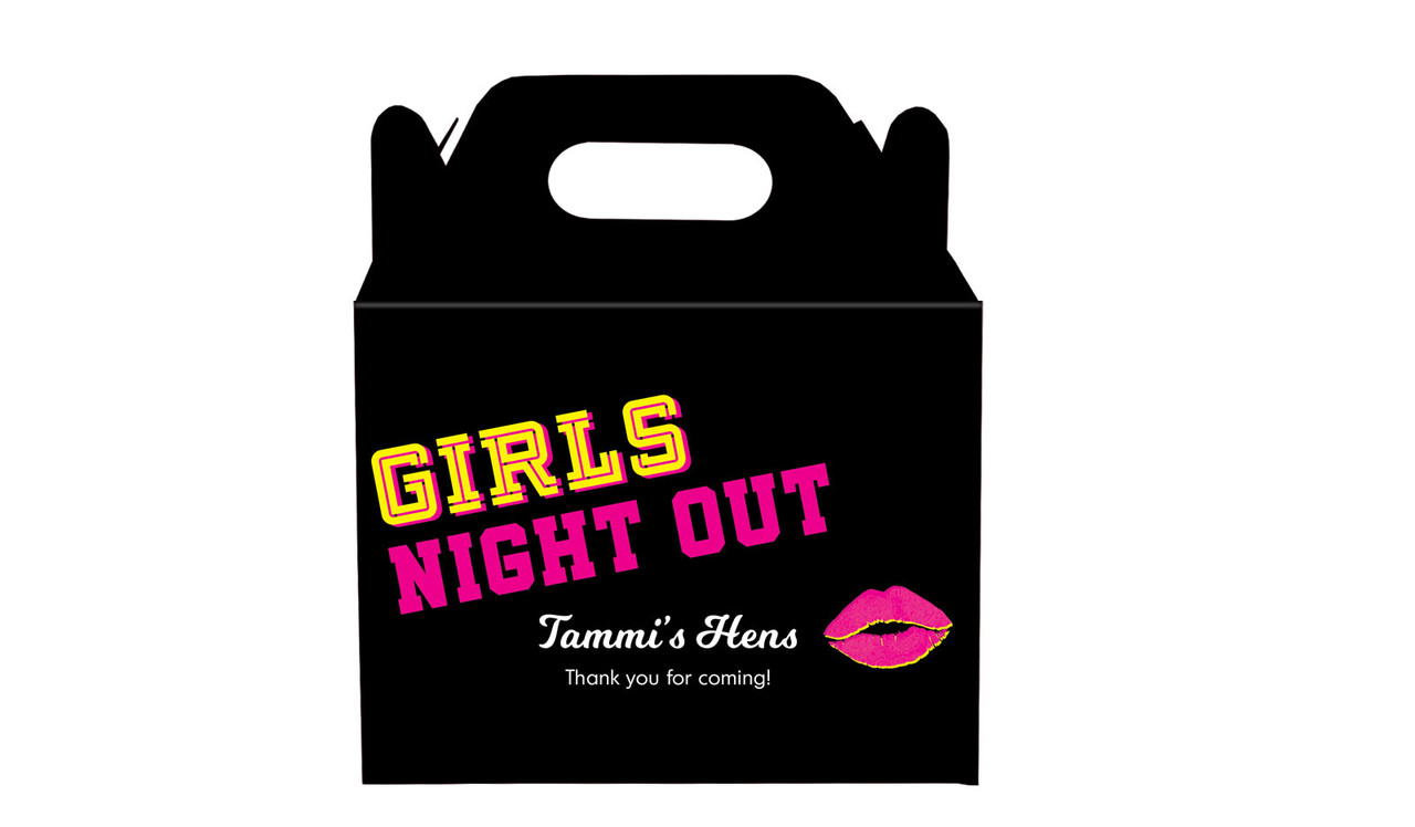 Bold Text Hens Night Personalised Gable Favour Box