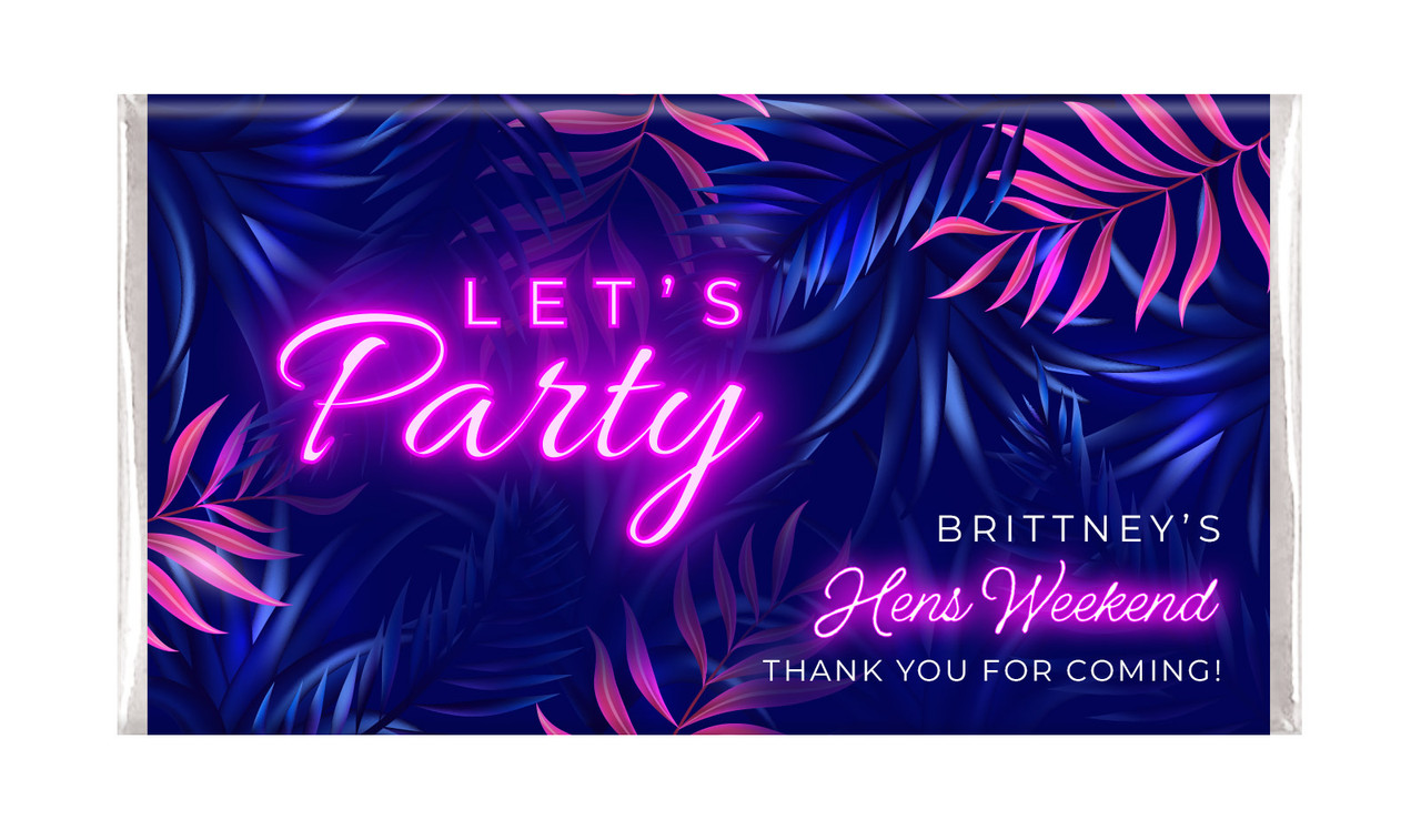Neon Hens Night Personalised Chocolate Bars