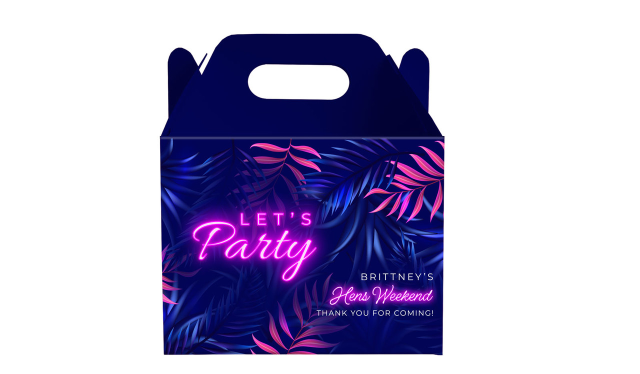 Neon Hens Night Personalised Gable Favour Box