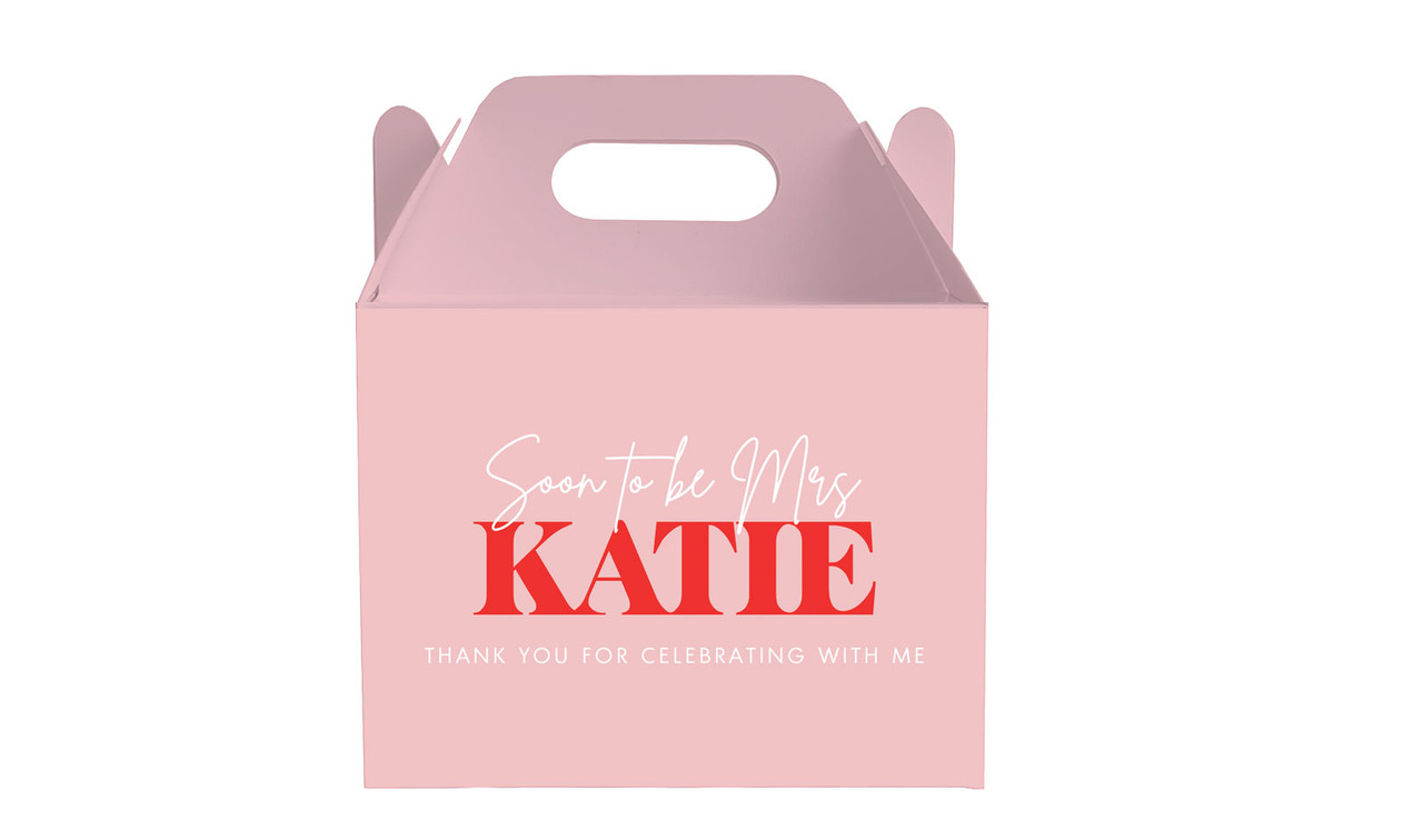 Simple Pink Hens Night Personalised Gable Favour Box