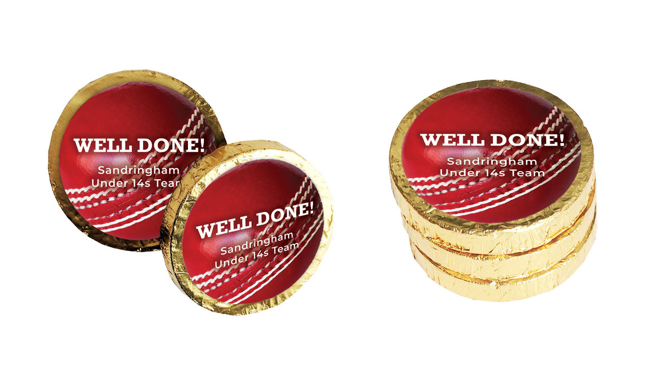 Cricket Ball Personalised Chocolate Coin