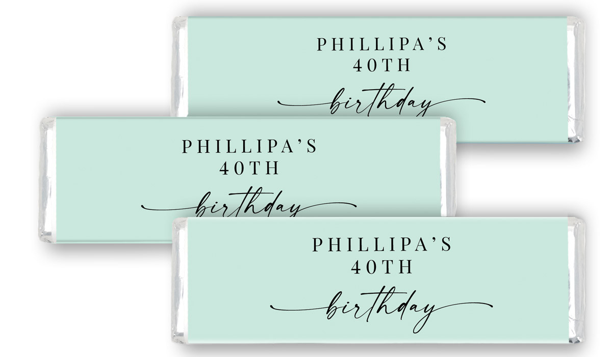 Flowing Mint Birthday Custom Cadbury Chocolate Bar Favours