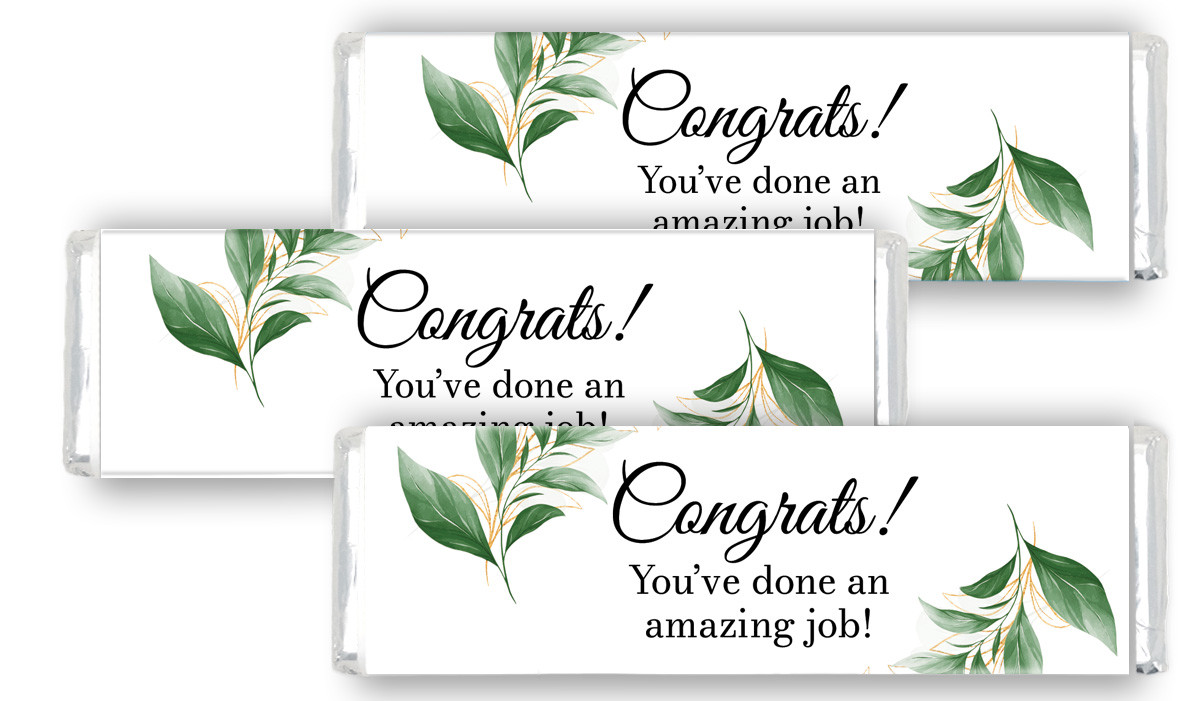 Gold And Green Leaves Congratulations Personalised Cadbury Chocolate Bar