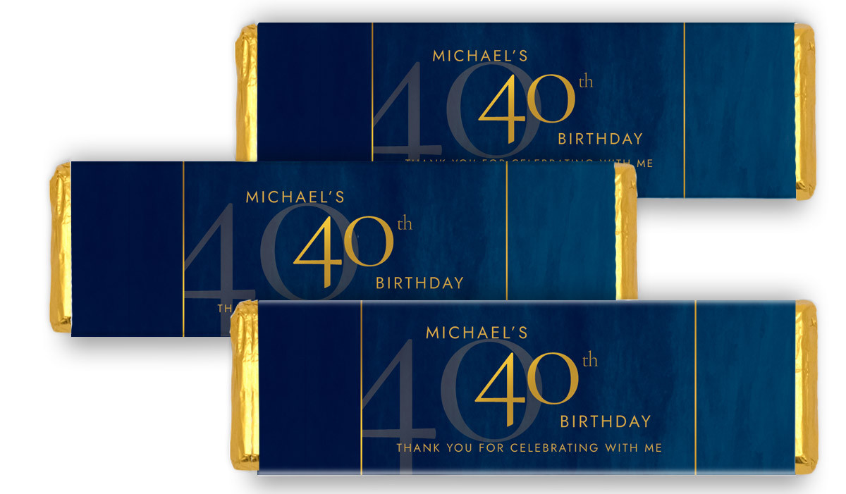 Navy Gouache Custom Birthday Cadbury Chocolate Bar Favours