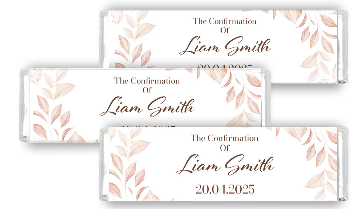 Natural Leaves Personalised Confirmation Cadbury Chocolate Bar