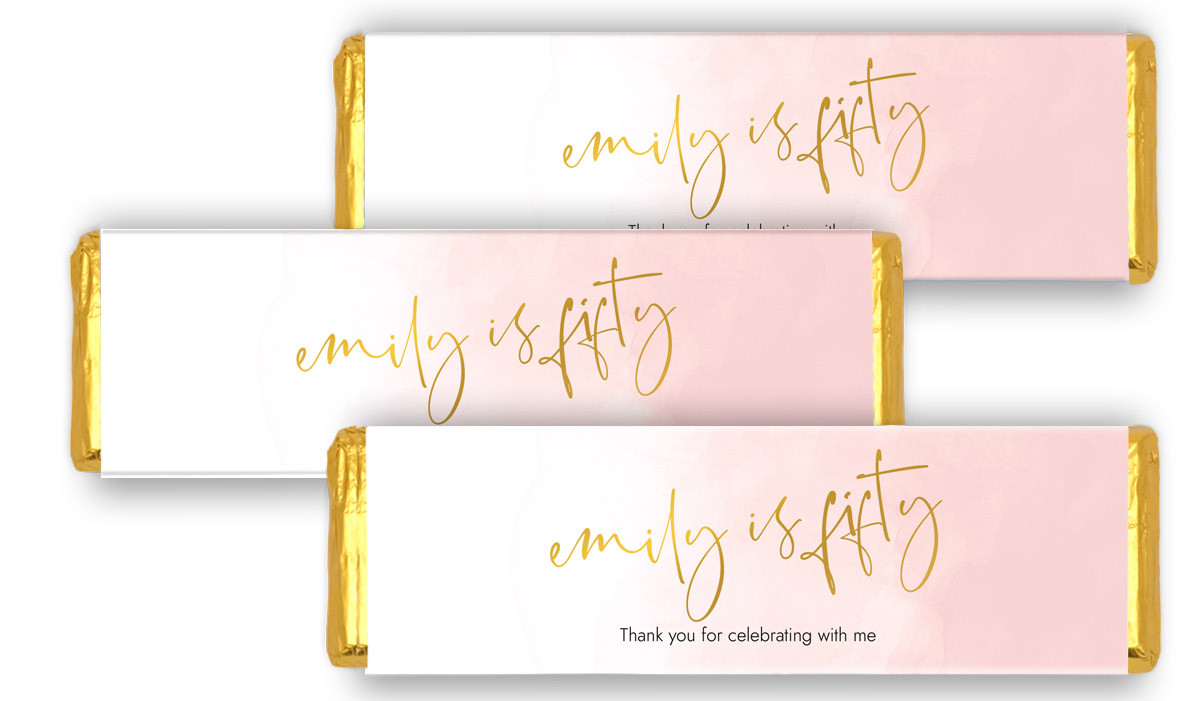 Gold On Blush Birthday Custom Cadbury Chocolate Bar Favours