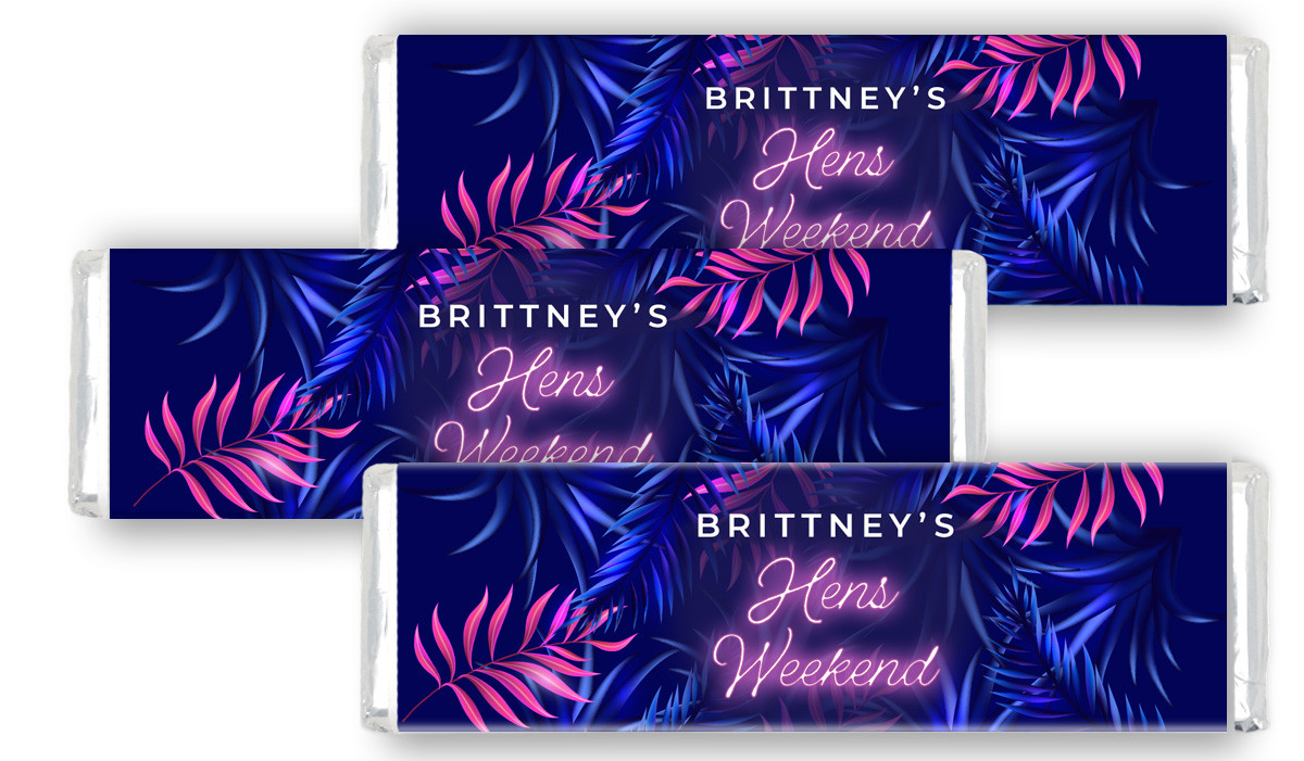 Neon Hens Night Custom Cadbury Chocolate Bar