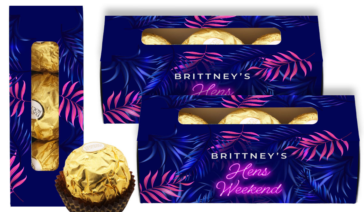 Neon Hens Night Personalised Ferrero Rocher Gift Box
