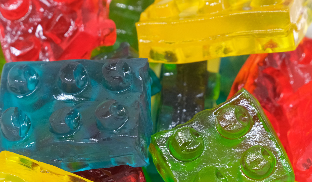 Branded Gummi Building Lego Blocks Lolly Bags With Topper