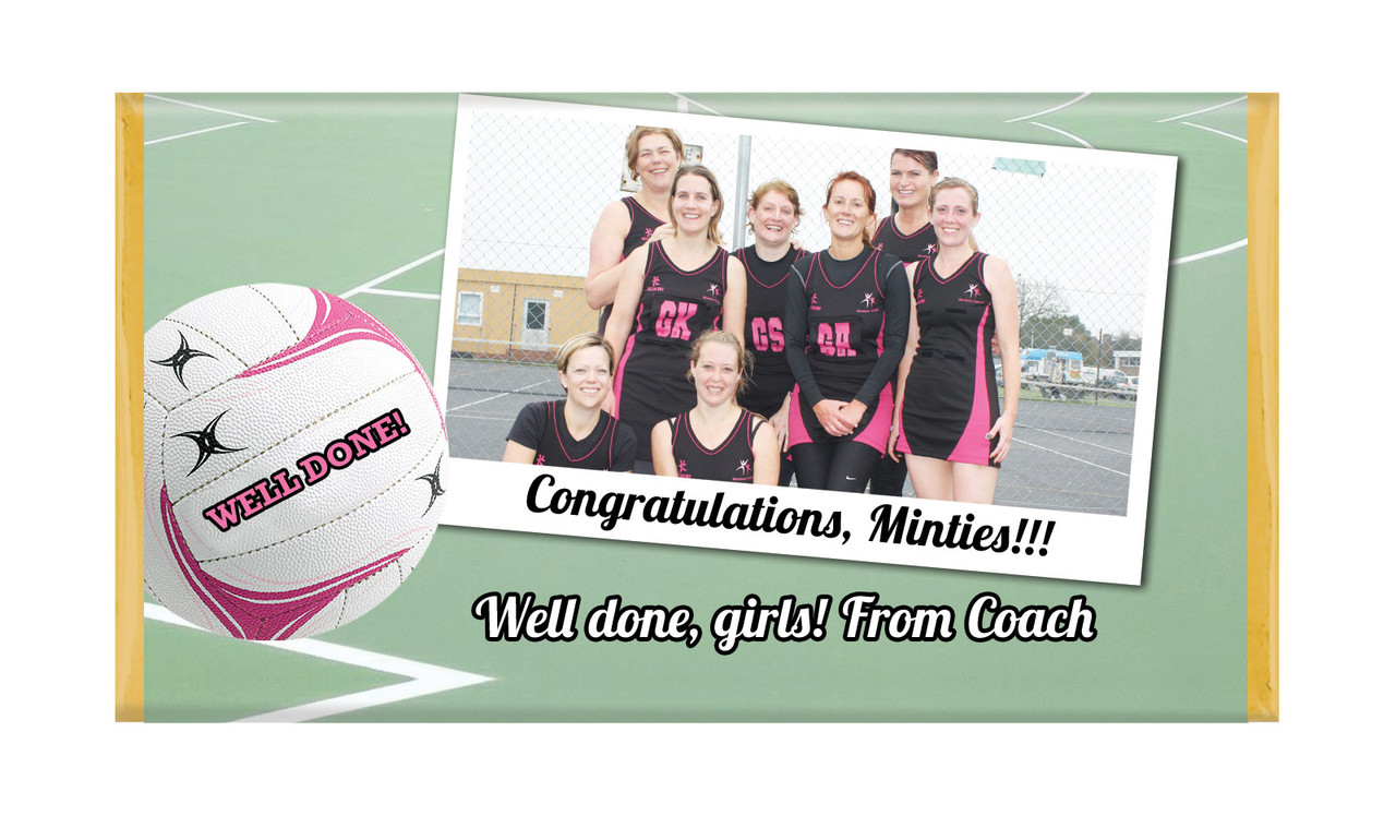 Netball Photo Personalised Chocolate Bar