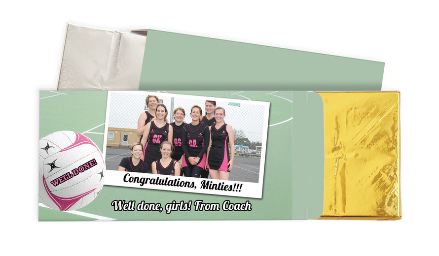 Netball Photo Personalised Chocolate Bar In A Box